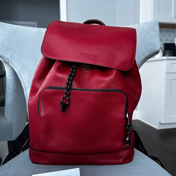 Coach | Bags | Coach Red Leather Backpack | Poshmark